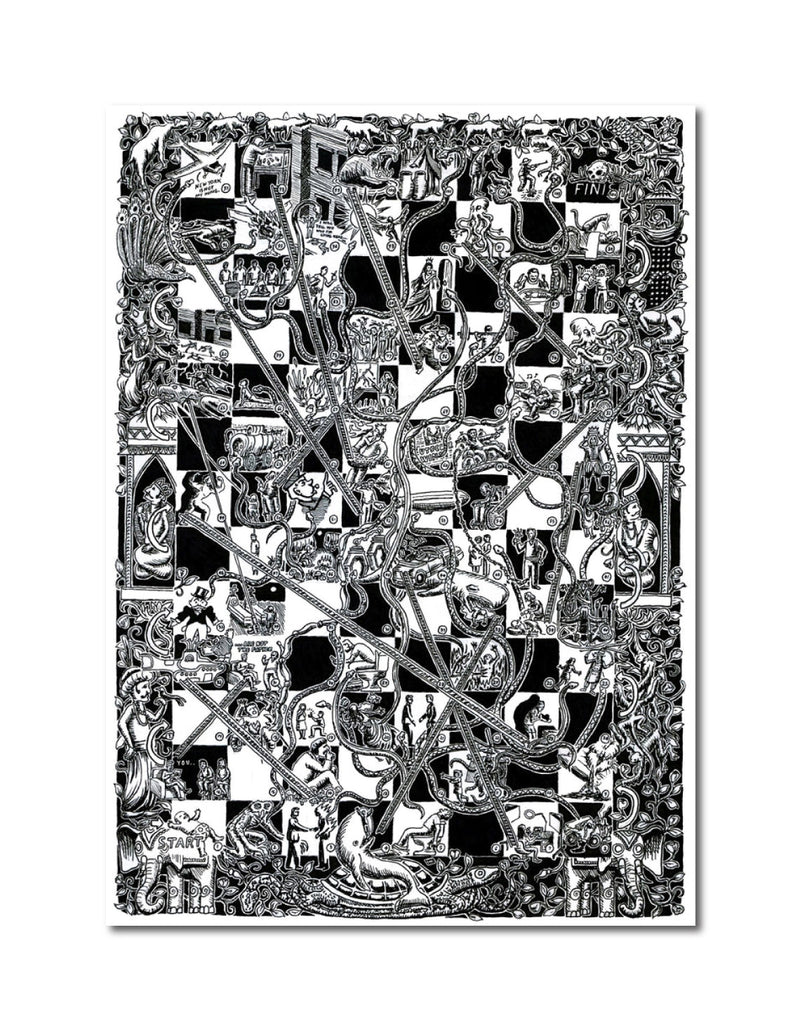 'SNAKES AND LADDERS' - Pen and Ink